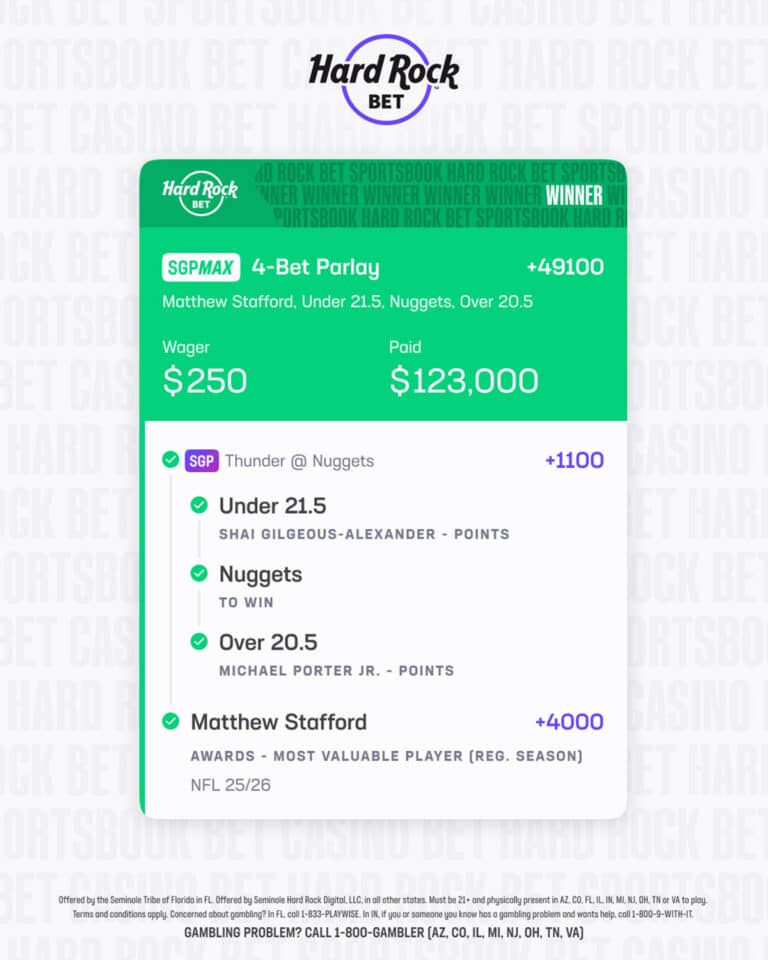 Matthew Stafford MVP Yields $123,000 Parlay Win After 272 Day Wait